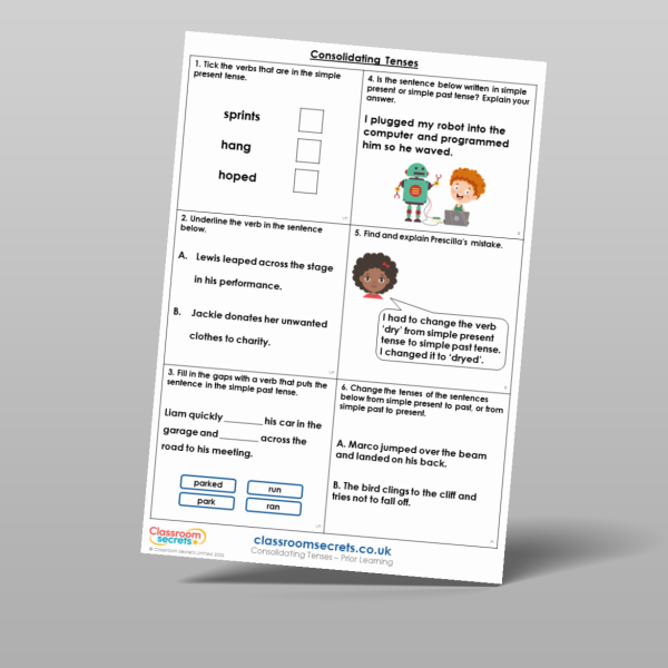 Year 4 Consolidating Tenses Prior Learning Resource | Classroom Secrets