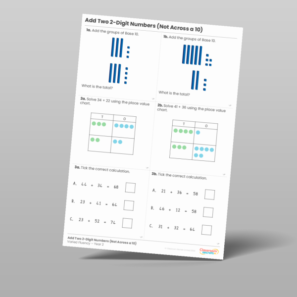 Year 2 Add Two 2 Digit Numbers Not Across A 10 Resource | Classroom Secrets