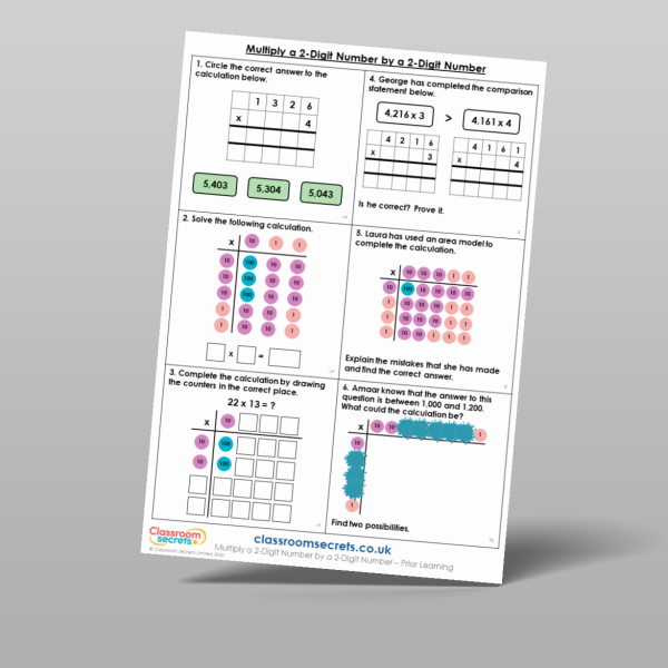 Year 5 Multiply A 2 Digit Number By A 2 Digit Number Prior Learning ...