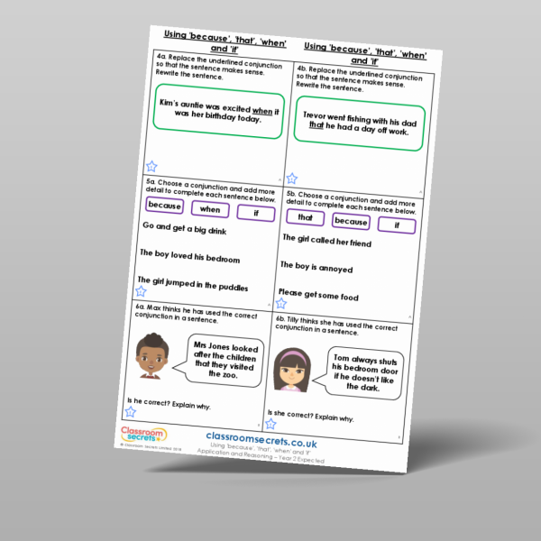Year 2 Using Because That When And If Application And Reasoning 2 ...