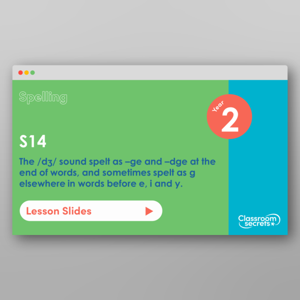 Year 2 Words Ending In Ge And Dge Resource Pack Resource | Classroom ...