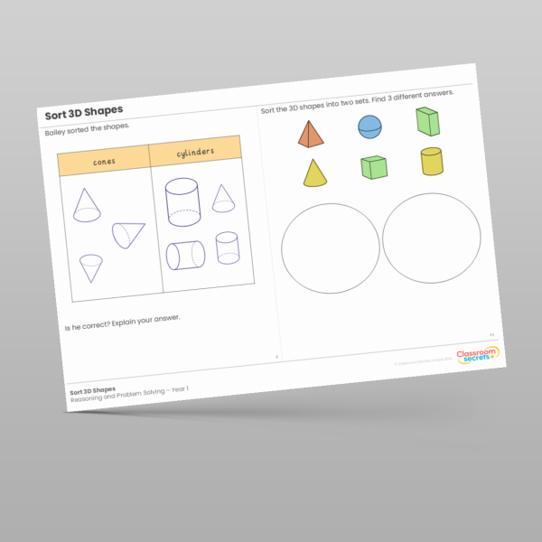 Year 1 Sort 3d Shapes Reasoning And Problem Solving 2 Resource | Classroom Secrets