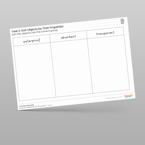 Year 1 Lesson 2 Sort Objects By Their Properties Worksheet Resource ...