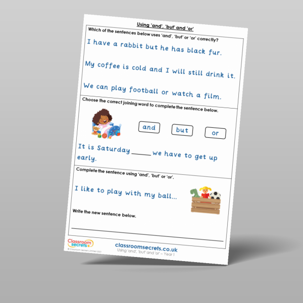 Year 1 Using And But And Or Mixed Activity Resource | Classroom Secrets