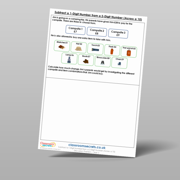 Year 2 Subtract A 1 Digit Number From A 2 Digit Number Across A 10 ...
