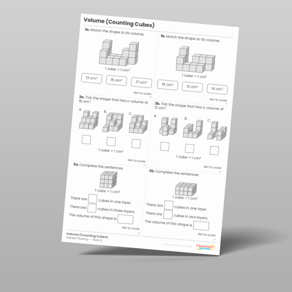 Year 6 Volume Counting Cubes Varied Fluency Resource | Classroom Secrets