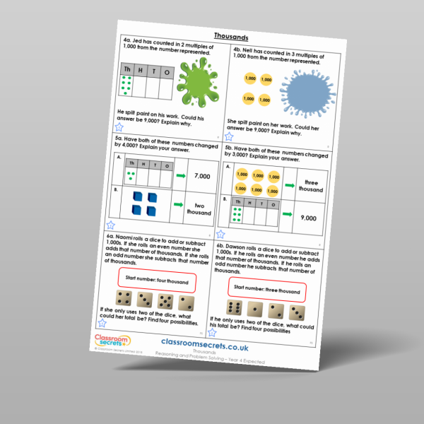 Year 4 Thousands Reasoning And Problem Solving Resource | Classroom Secrets
