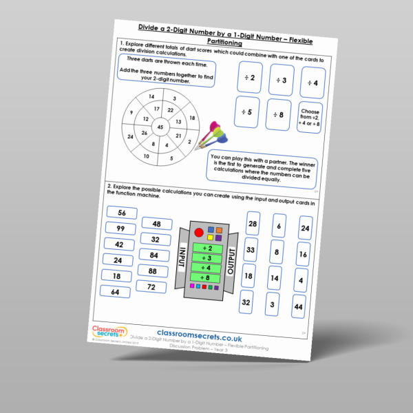 Year 3 Divide A 2 Digit Number By A 1 Digit Number Flexible Partitioning Discussion Problem ...
