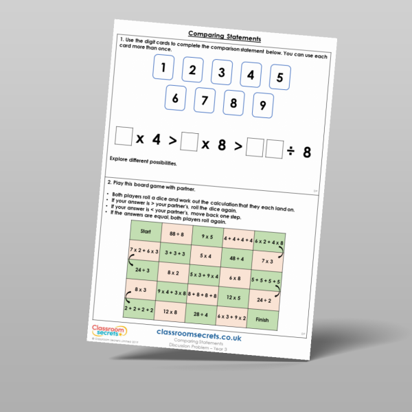 Year 3 Comparing Statements Discussion Problem Resource Classroom Secrets