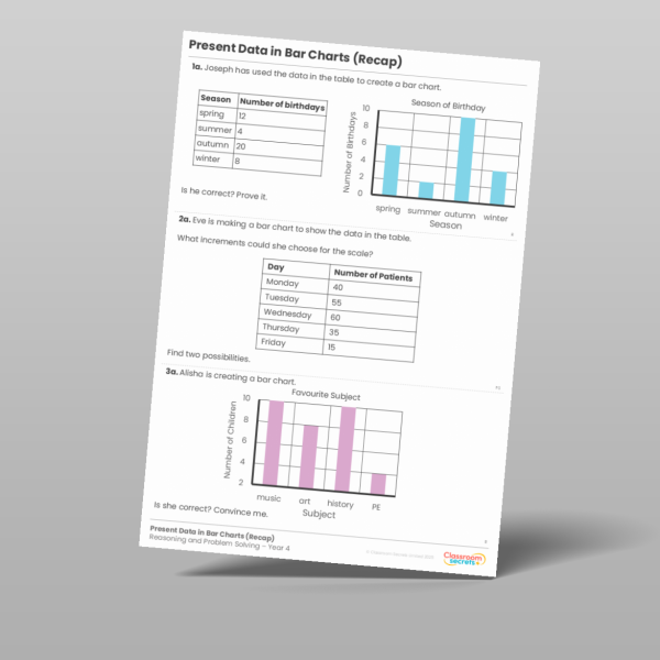 Year 4 Present Data In Bar Charts Recap Reasoning And Problem Solving ...