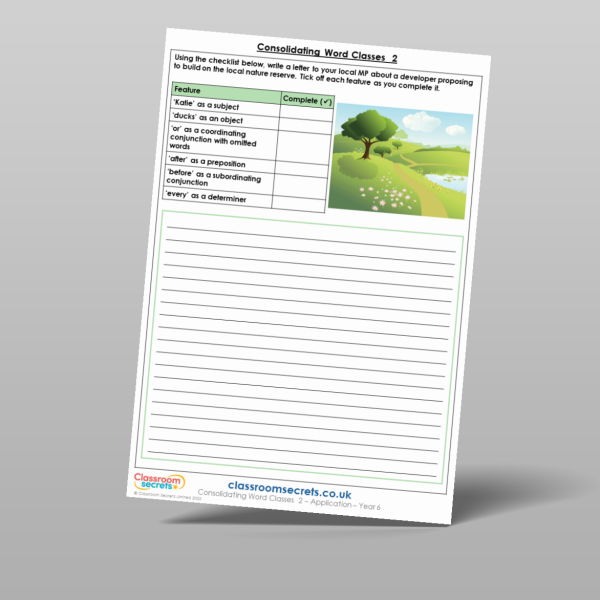 Year 6 Consolidating Word Classes 2 Application Resource | Classroom ...