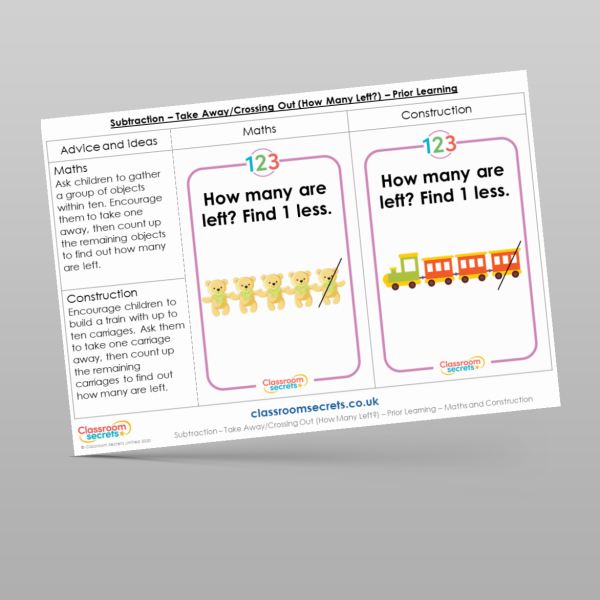 Year 1 Subtraction Take Away Crossing Out How Many Left Prior Learning ...