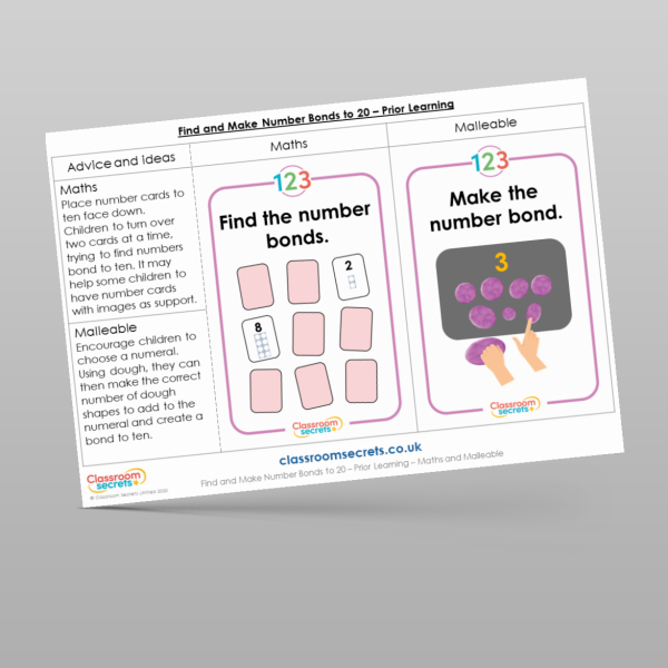 Year 1 Find And Make Number Bonds To 20 Prior Learning Resource ...