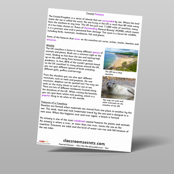 Year 2 3 4 Coastal Features Emerald Lime Guided Reading Pack Resource ...