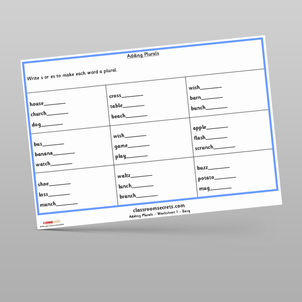 Adding Plurals KS1 SPAG Test Practice – Classroom Secrets | Classroom ...