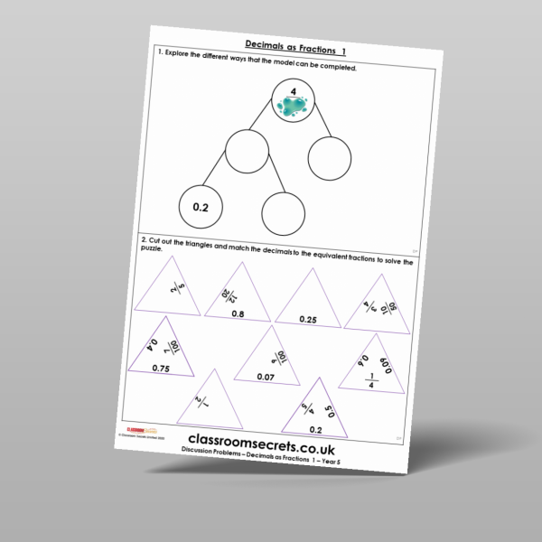 Year 5 Decimals As Fractions 1 Discussion Problem Resource | Classroom ...