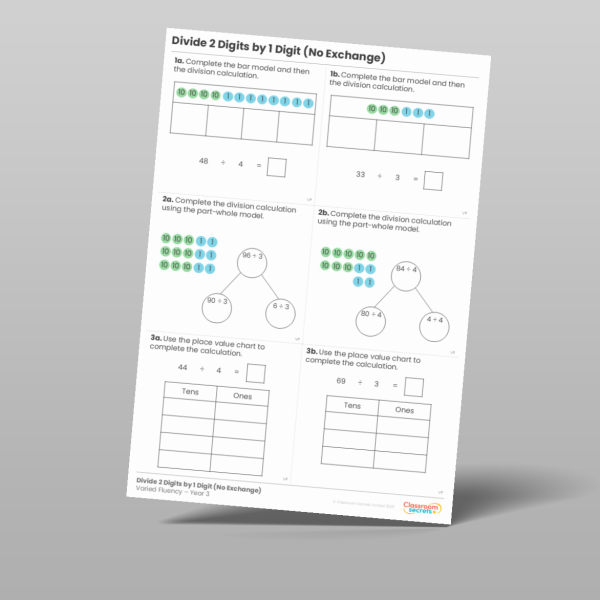 Year 3 Divide 2 Digits By 1 Digit No Exchange Varied Fluency Resource ...