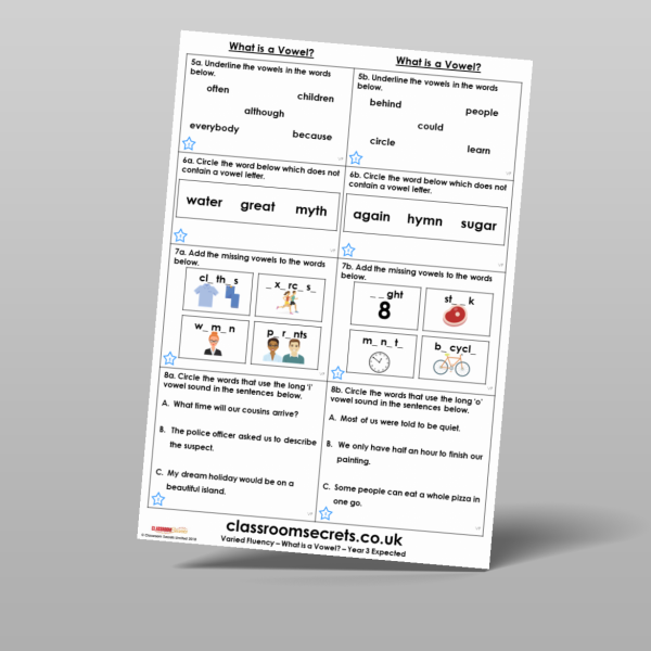 Year 3 What Is A Vowel Varied Fluency Resource | Classroom Secrets