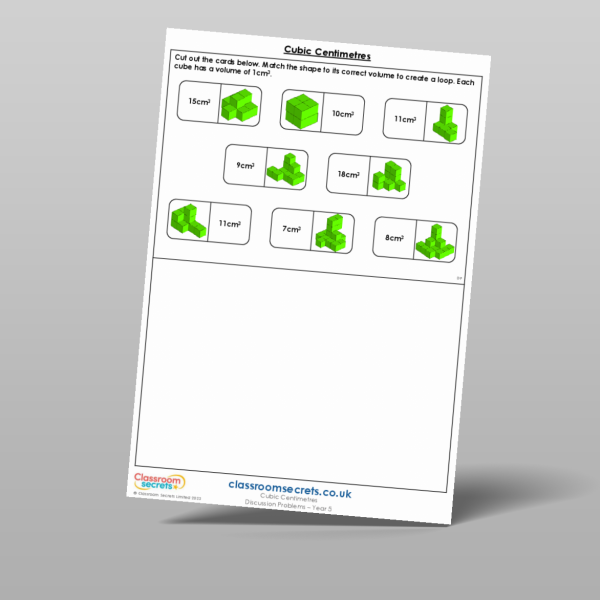 Year 5 Cubic Centimetres Discussion Problem Resource Classroom Secrets