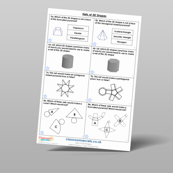 Year 6 Nets Of 3d Shapes Varied Fluency Resource | Classroom Secrets