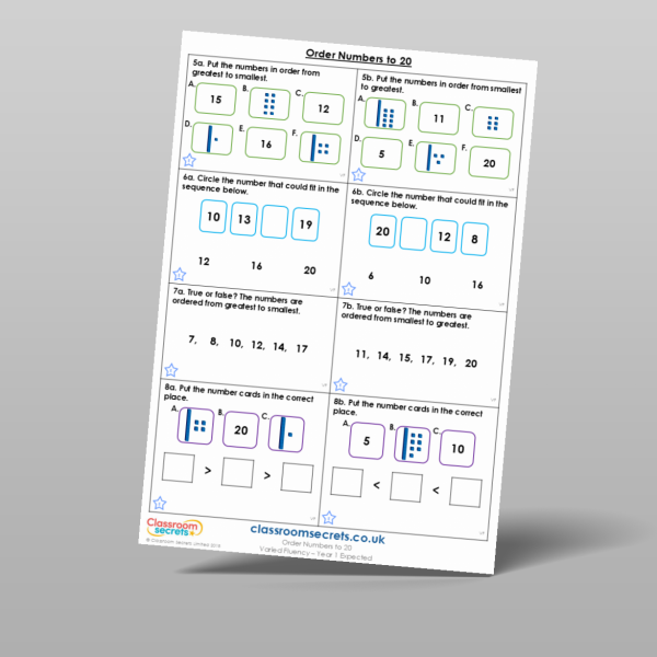 Year 1 Order Numbers Varied Fluency Resource | Classroom Secrets