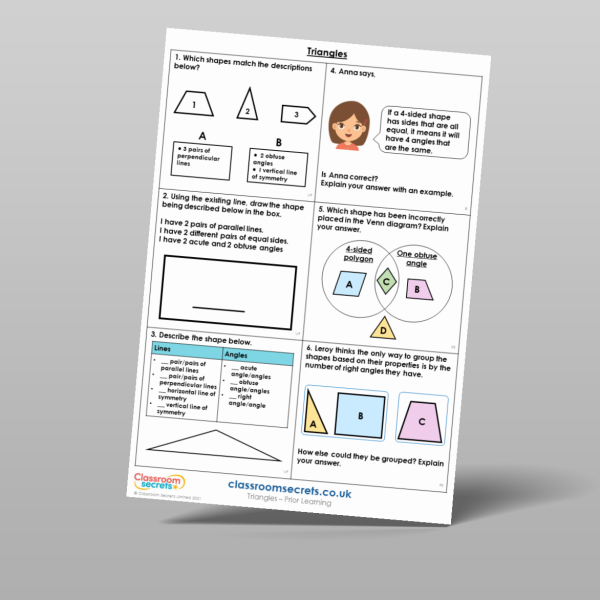 Year 4 Triangles Prior Learning Resource | Classroom Secrets