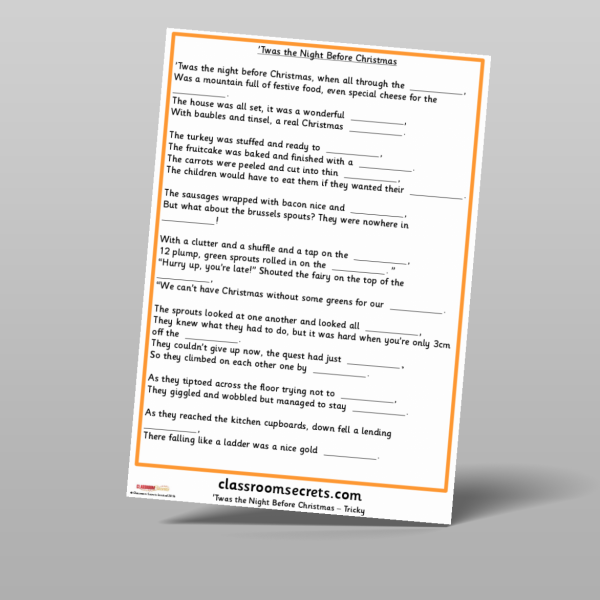 KS2 Twas The Night Before Christmas Rhyming Activity Resource ...