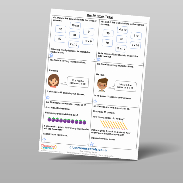 Year 2 The 10 Times Table Reasoning And Problem Solving Resource ...