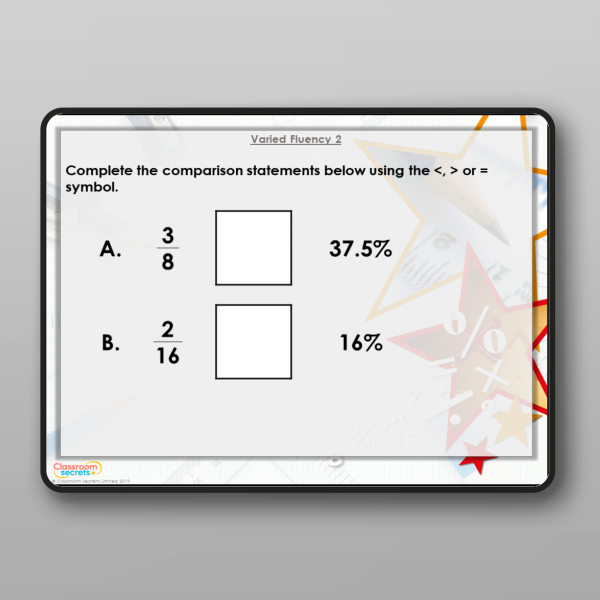 Year 6 Order Fractions Decimals And Percentages Modelling Powerpoint ...