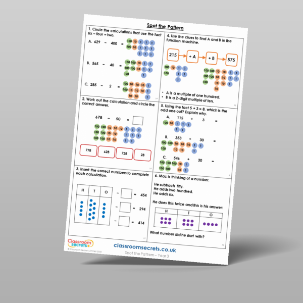 Year 3 Spot The Pattern Mixed Activity Resource | Classroom Secrets