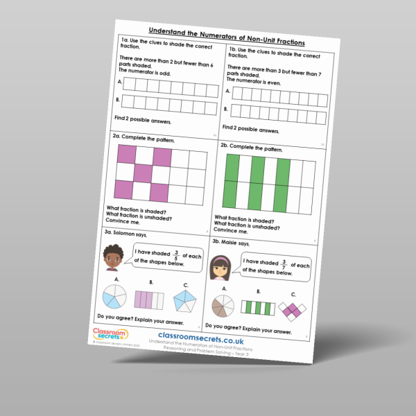 Year 3 Understand The Numerators Of Non Unit Fractions Reasoning And ...