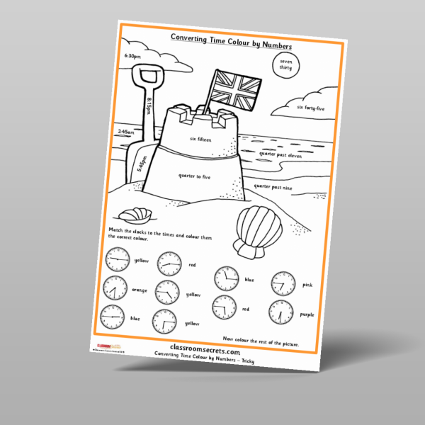 KS1 And Ks2 Converting Time Colour By Numbers Resource | Classroom Secrets
