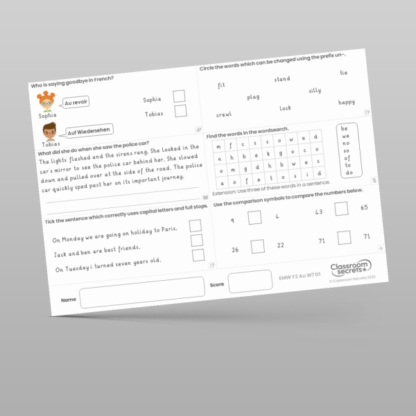 Year 2 Early Morning Work Autumn Week 7 Resource | Classroom Secrets