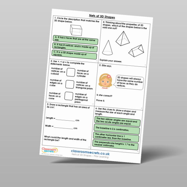 Year 6 Nets Of 3d Shapes Prior Learning Resource | Classroom Secrets