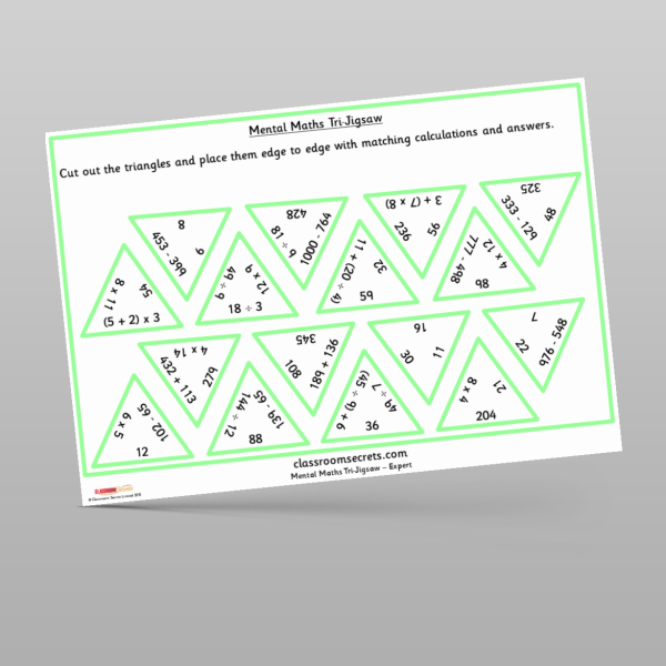 KS1 And Ks2 Mental Maths Tri Jigsaw Resource | Classroom Secrets