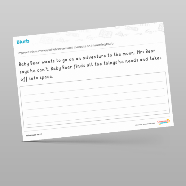 Whatever Next! Writing Unit Blurb and Book Review Resource | Classroom ...