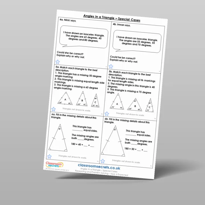 Classroom Secrets | Collection Page Year 6 Angles in a Triangle ...