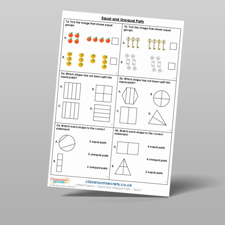 Classroom Secrets | Collection Page Year 2 Equal and Unequal Parts