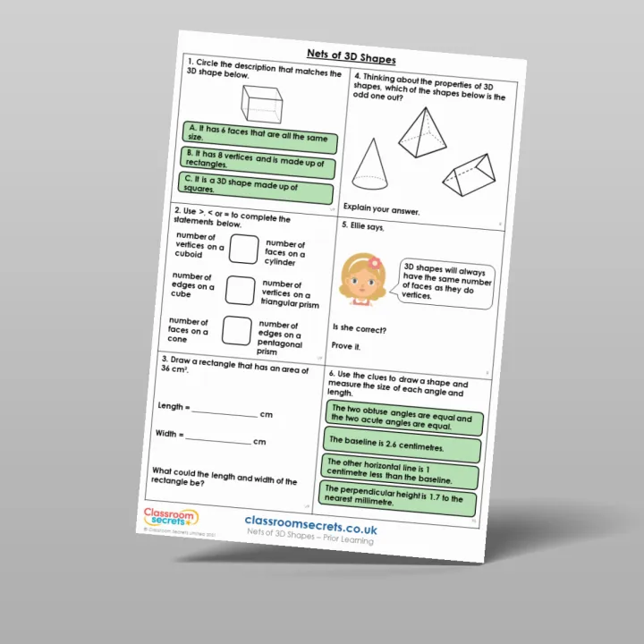 Classroom Secrets | Collection Page Year 6 Nets of 3D Shapes
