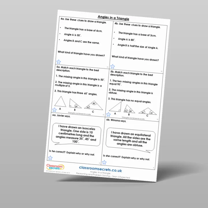 Classroom Secrets | Collection Page Year 6 Angles in a Triangle