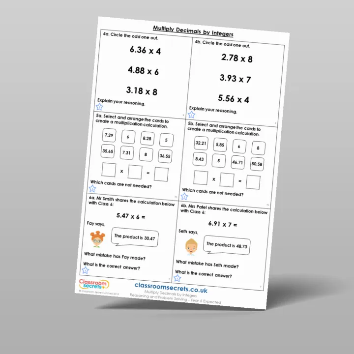 Classroom Secrets | Collection Page Year 6 Multiply Decimals by Integers